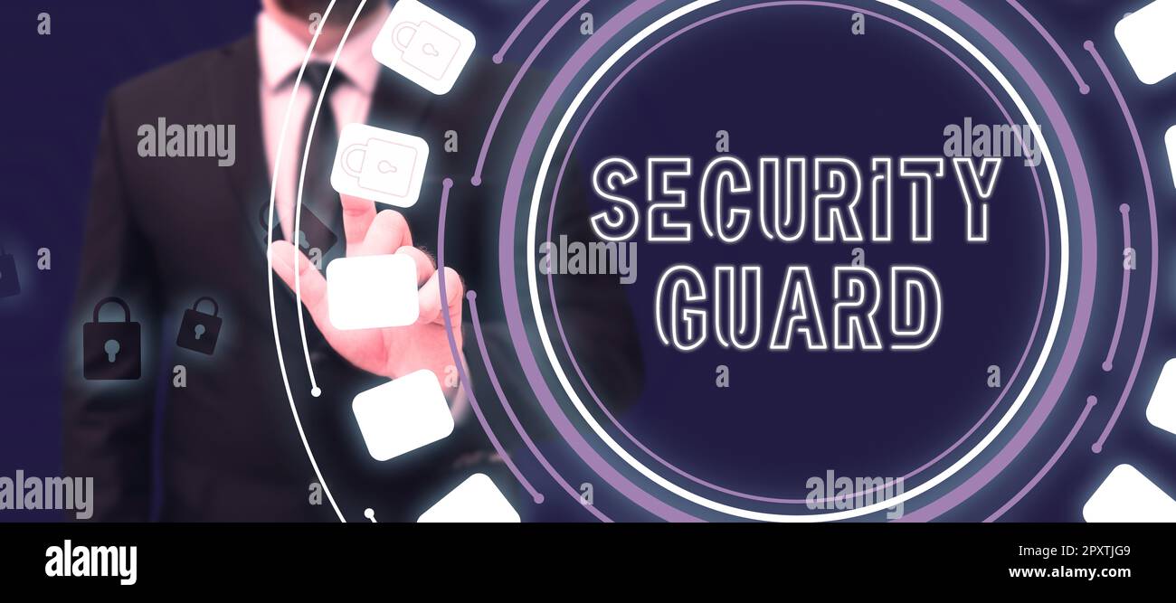 Handwriting text Security Guard, Concept meaning tools used to manage ...