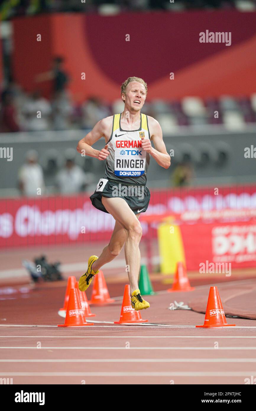 Richard Ringer participating in the 5000 meters at the 2019 World ...