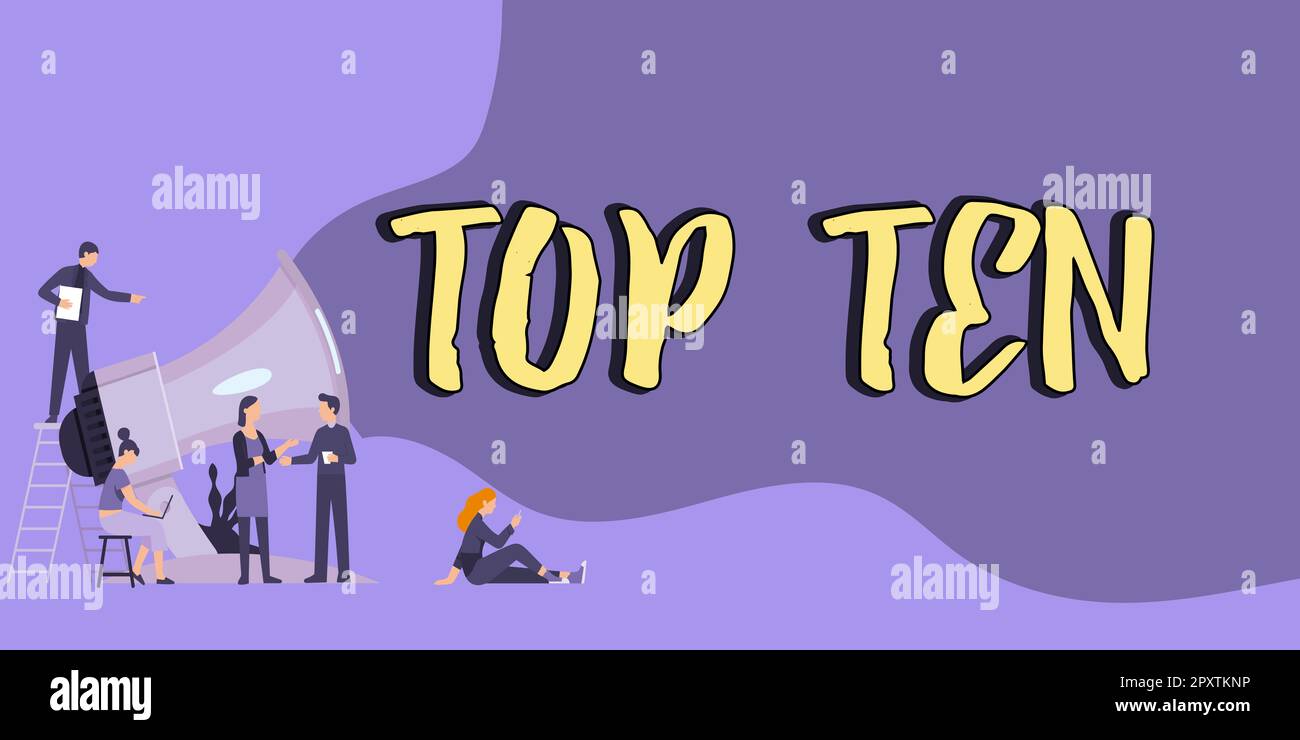 Writing displaying text Top Ten, Internet Concept the ten most popular ...
