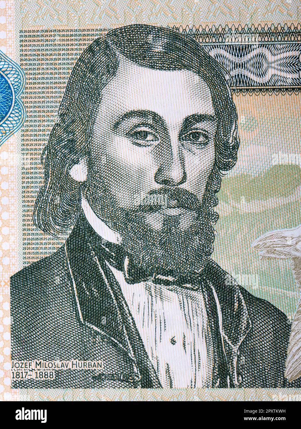 Jozef Miloslav Hurban a closeup portrait from Slovak money Stock Photo ...