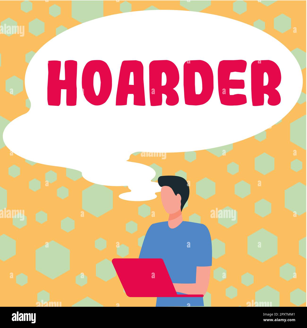 Conceptual display Hoarder, Word Written on a person that accumulates ...