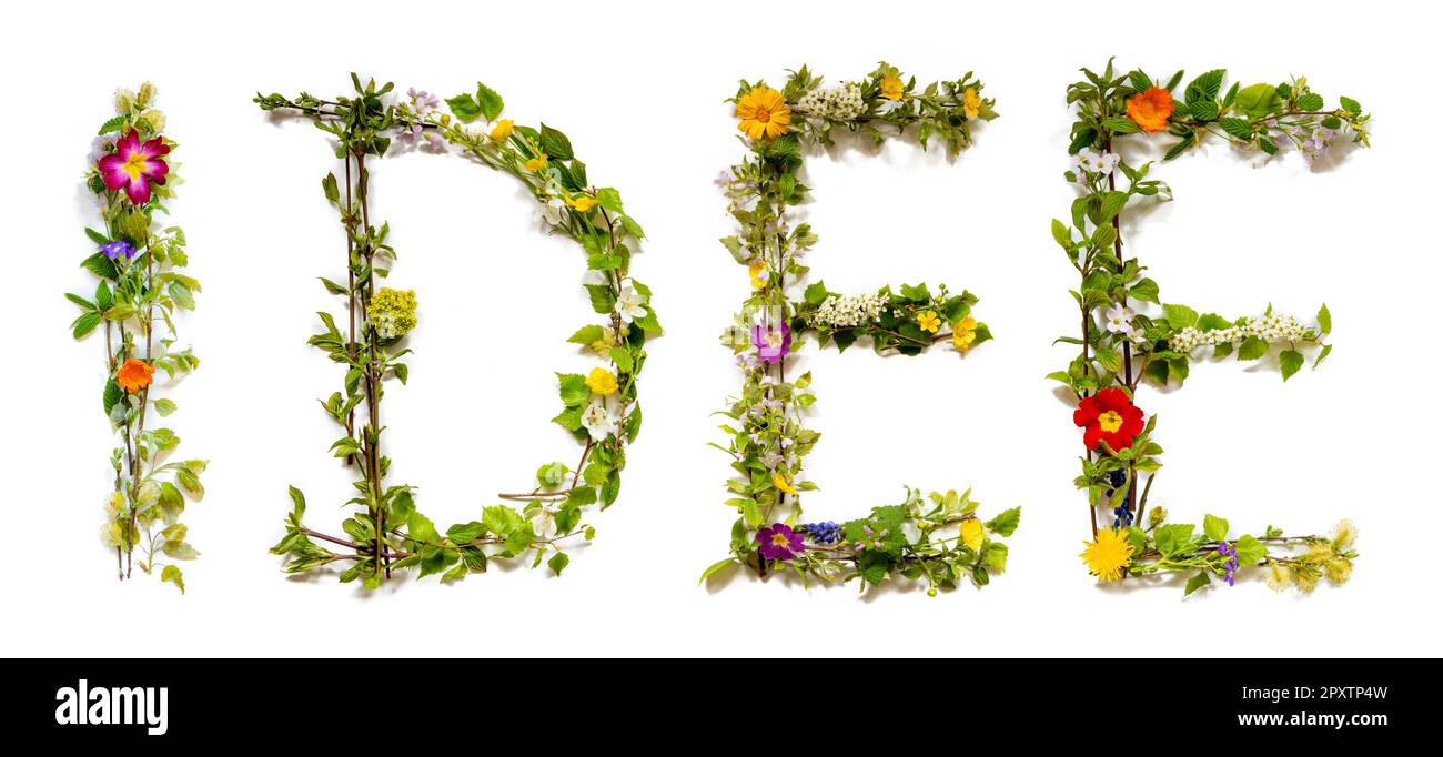 Blooming Flower Letters Building German Word Idee Means Idea. Summer ...