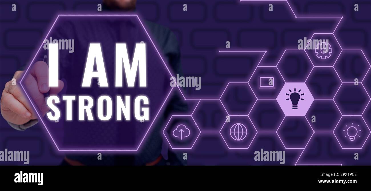 Text caption presenting I Am Strong, Concept meaning Have great ...