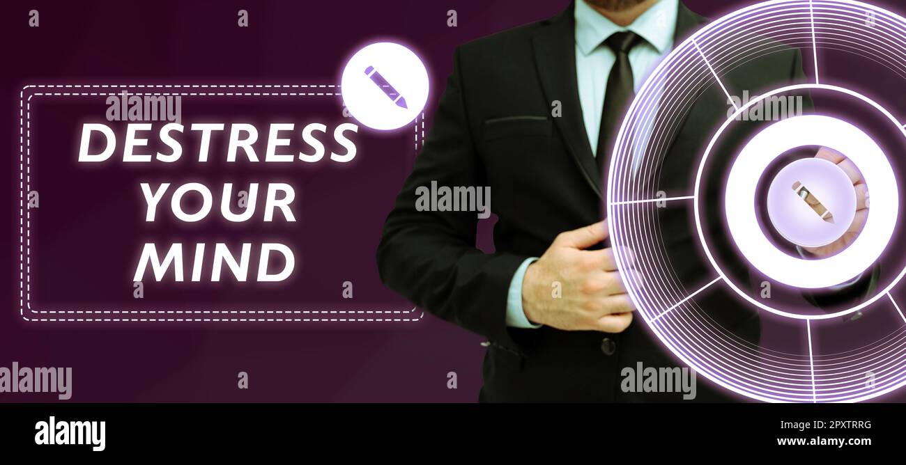 Text showing inspiration Destress Your Mind, Concept meaning to release ...