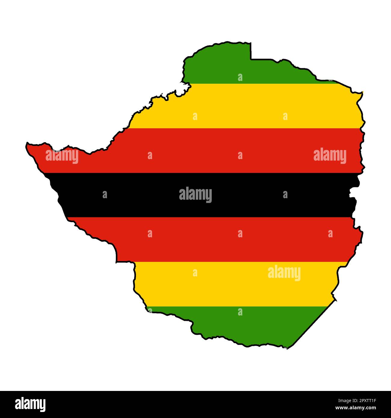 Zimbabwe outline flag Map over a white background Stock Photo - Alamy
