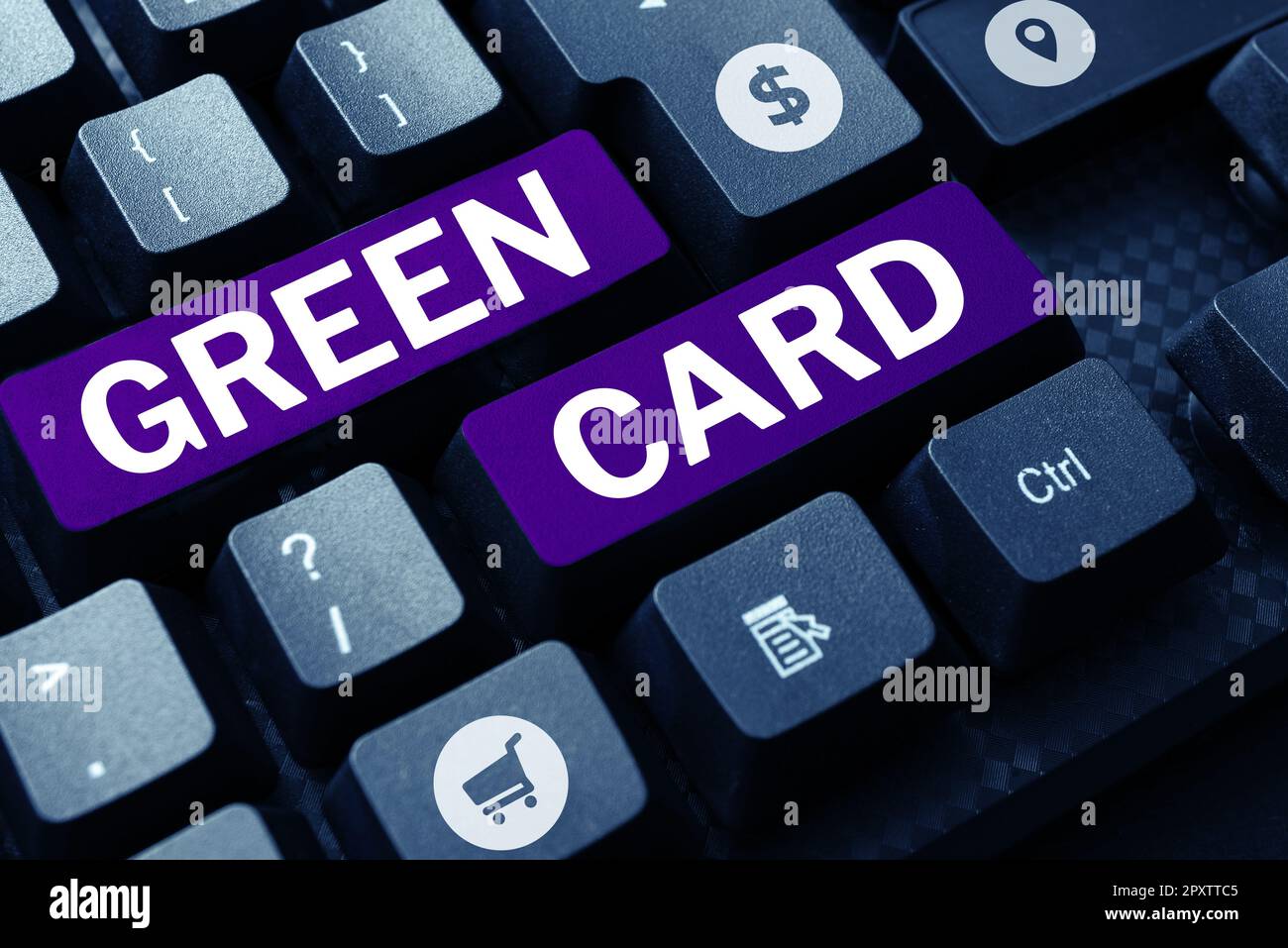 Text caption presenting Green Card, Conceptual photo permit allowing a ...