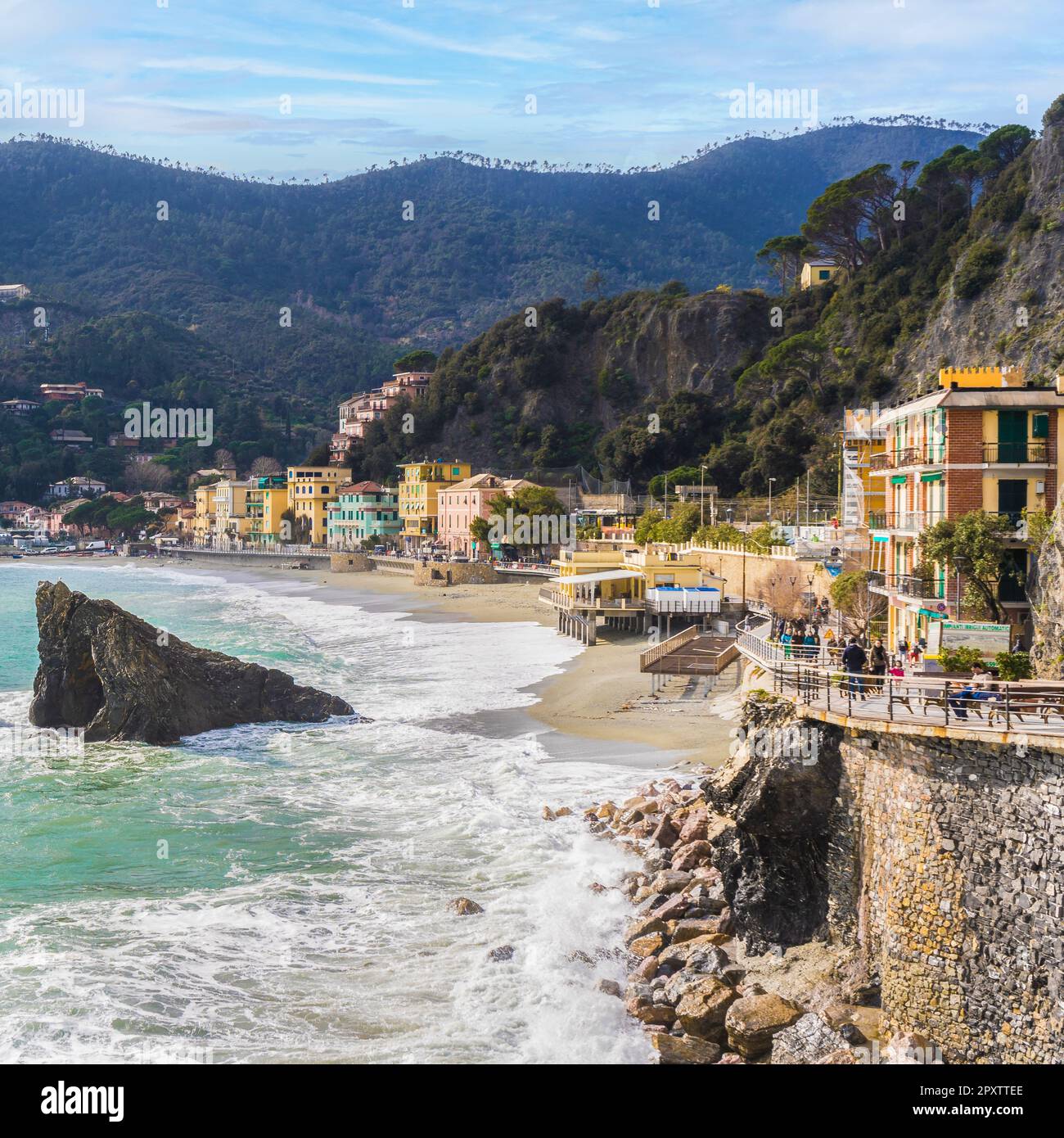Beach at Monterosso al mare village located in Cinque Terre, Italy ...