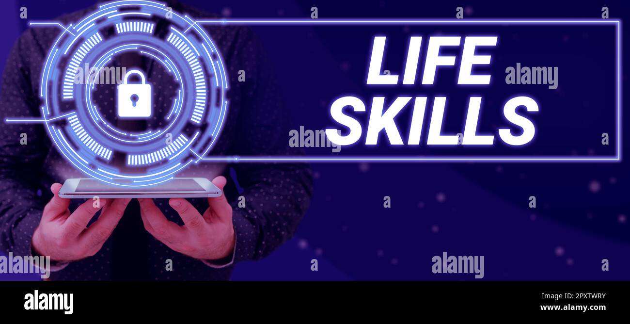 Text caption presenting Life Skills, Word for that is necessary or ...
