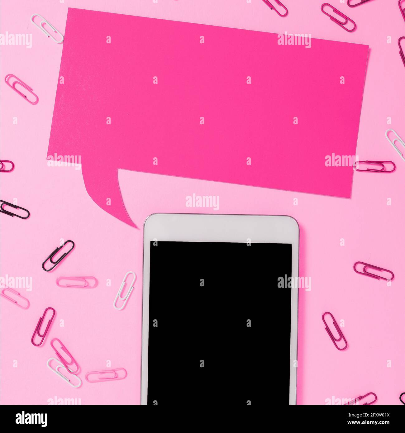 Important Message Presented On Phone On Desk With paperclips, Paper ...