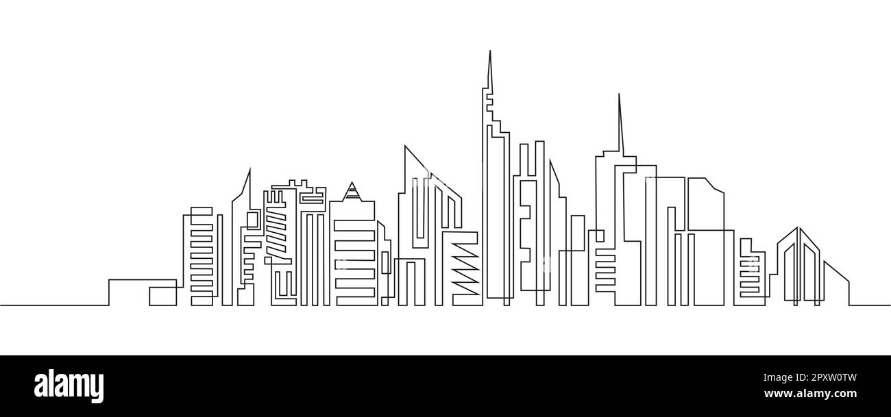 Continuous line drawing of house, residential building concept ...
