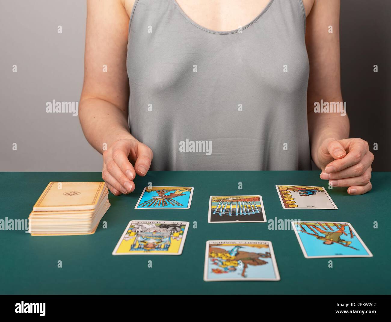 Lodz Poland April 15 2023 Tarot reader, fortune teller spreading taro ...