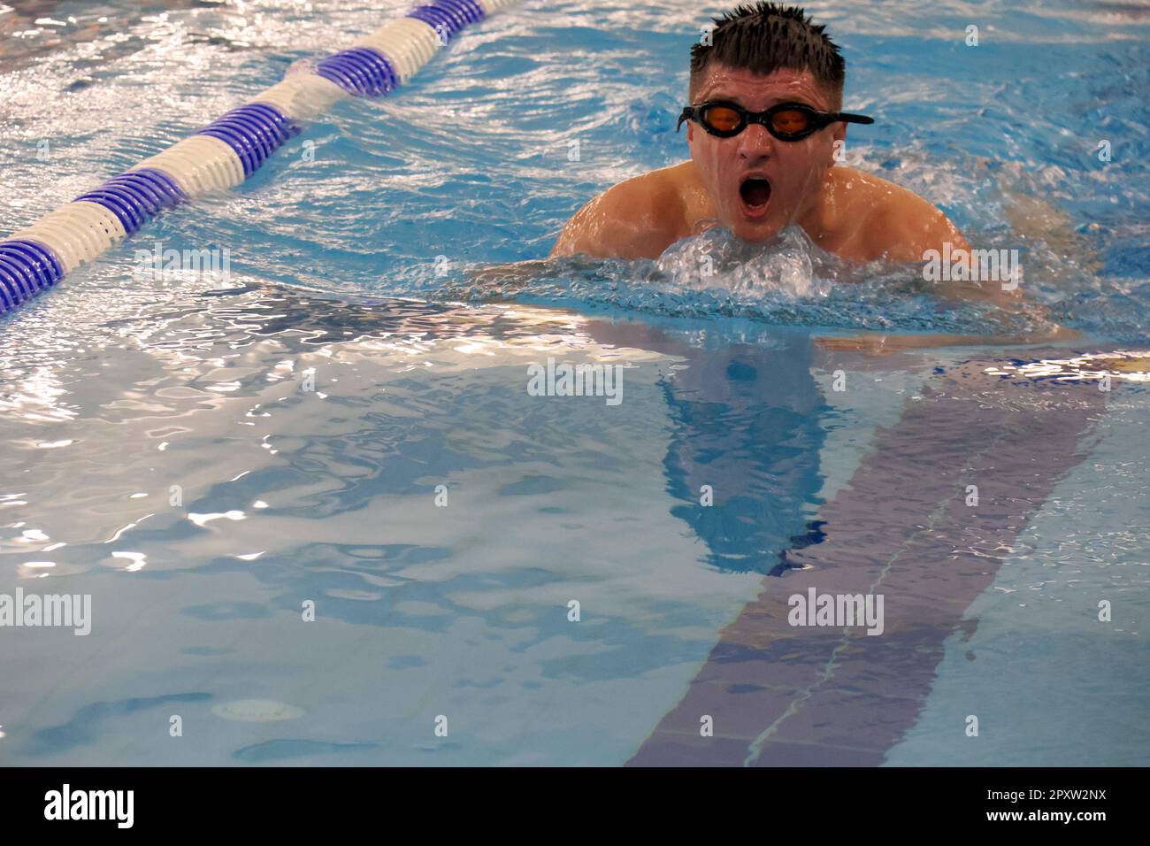LVIV, UKRAINE - APRIL 30, 2023 - An athlete is pictured during the ...