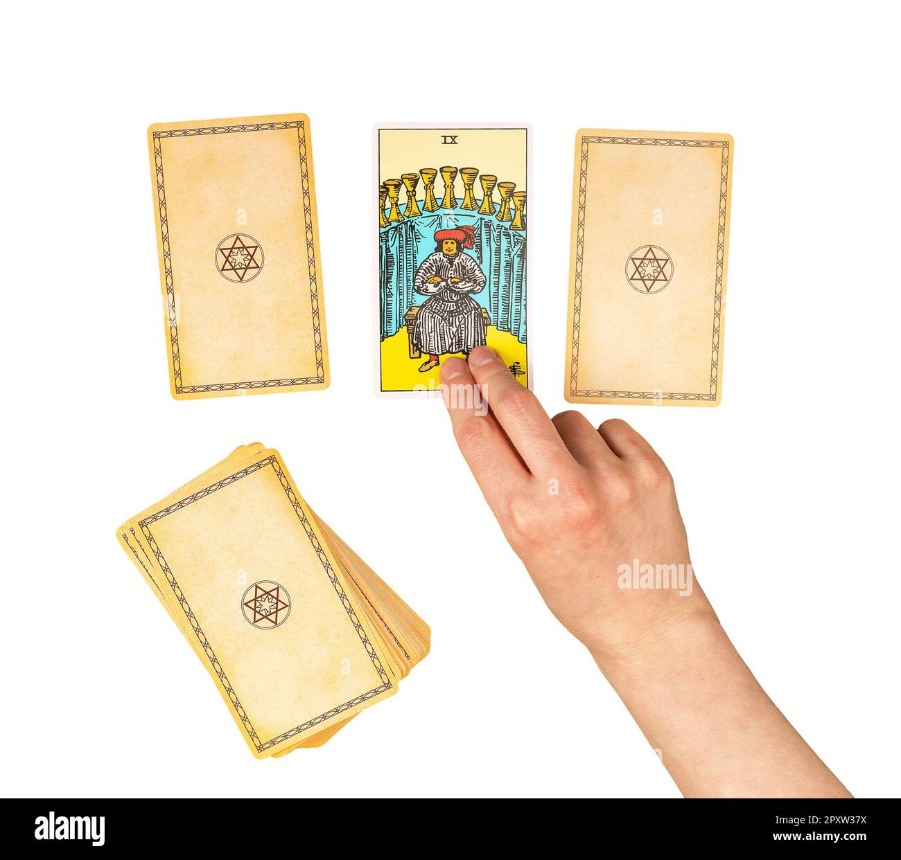 Lodz Poland April 15 2023 Three Cards Spread Tarot Face Down For Past