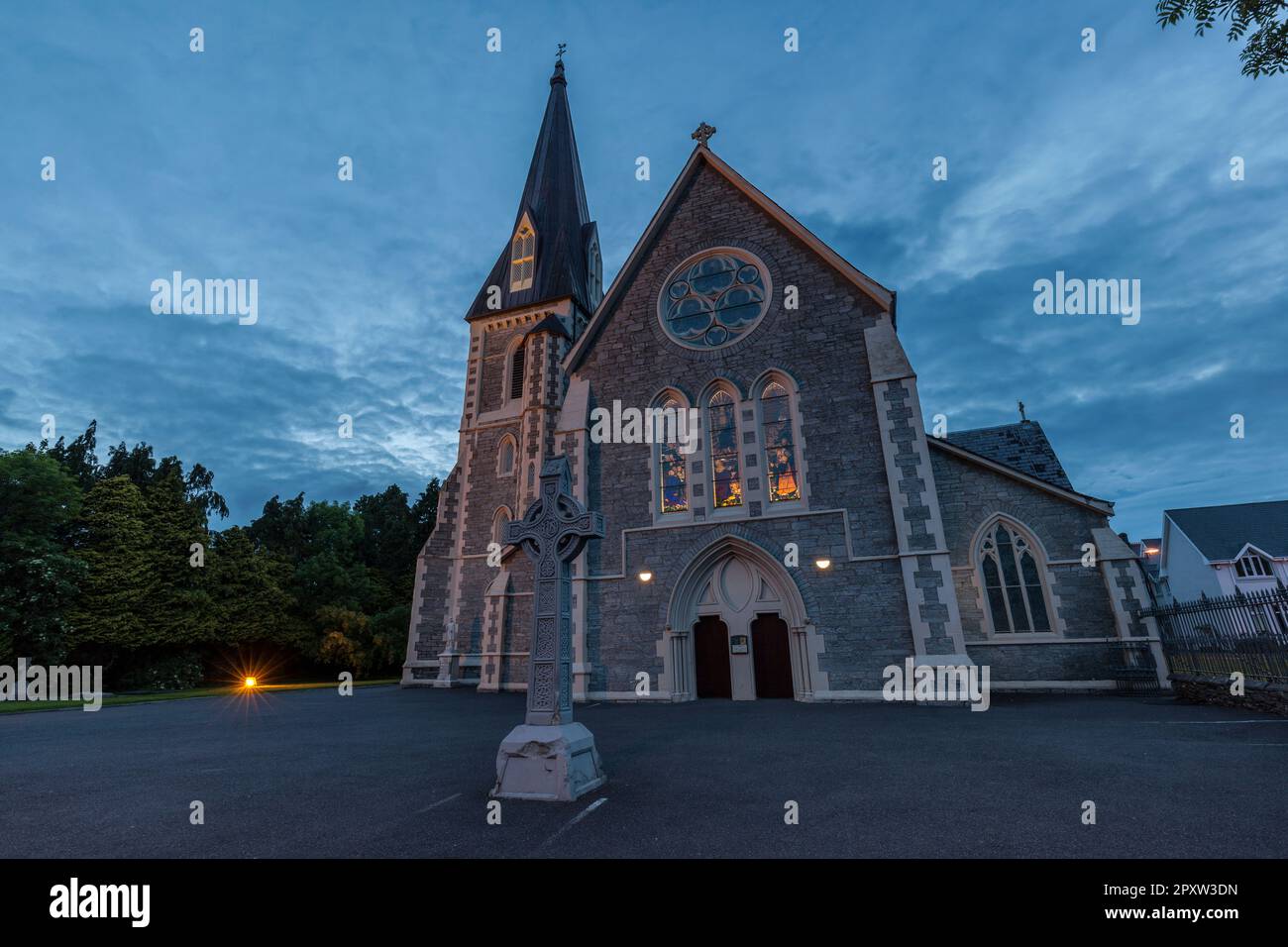 Holy Cross Church Kenmare at twilight. Consecrated in 1864. Within the ...