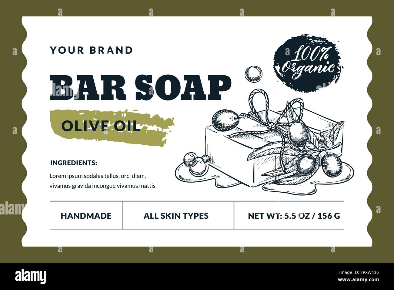 Hand made natural soap bar package label or sticker template. Vector ...