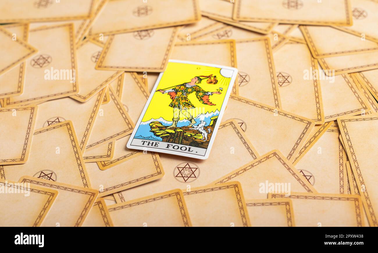 Lodz Poland April 15 2023 The fool, arcana on tarot cards deck ...