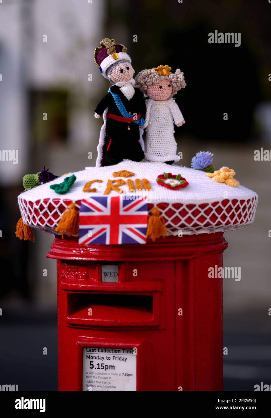 A King Charles coronation themed postbox topper in Isleworth, London ...