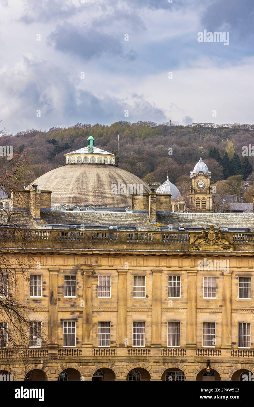 The rooftop of the Crescent in front of the Devonshire Dome at Buxton ...