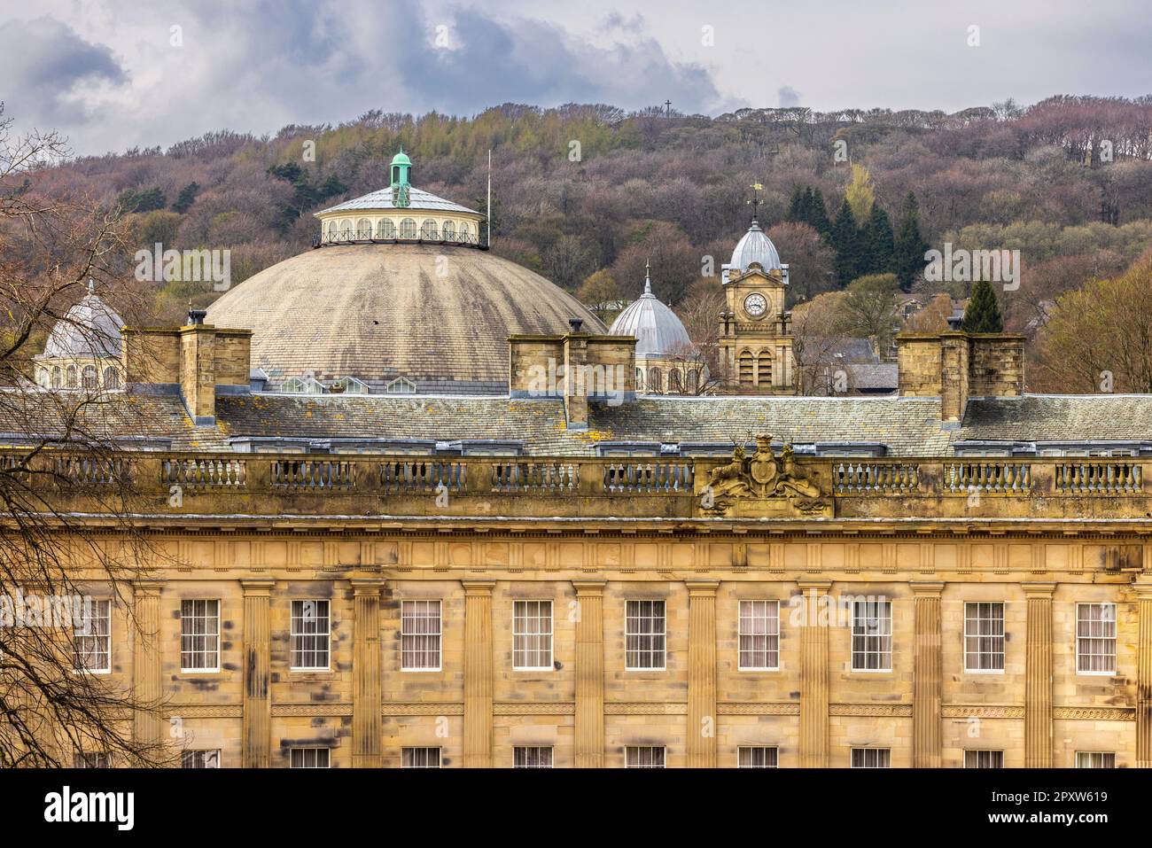 The rooftop of the Crescent in front of the Devonshire Dome at Buxton ...