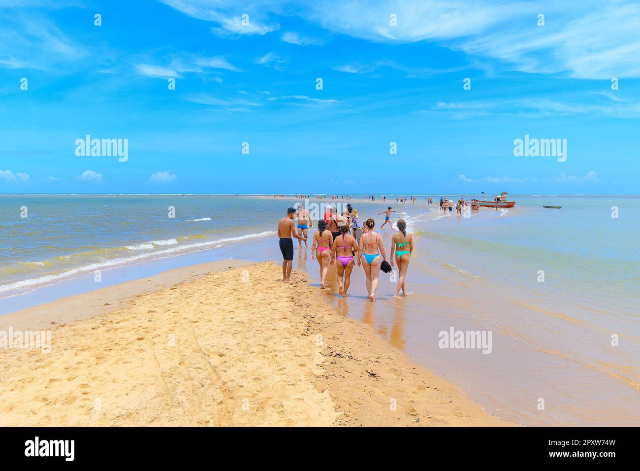 Santa Cruz Cabralia, BA, Brazil - January 05, 2023: The sand path into ...