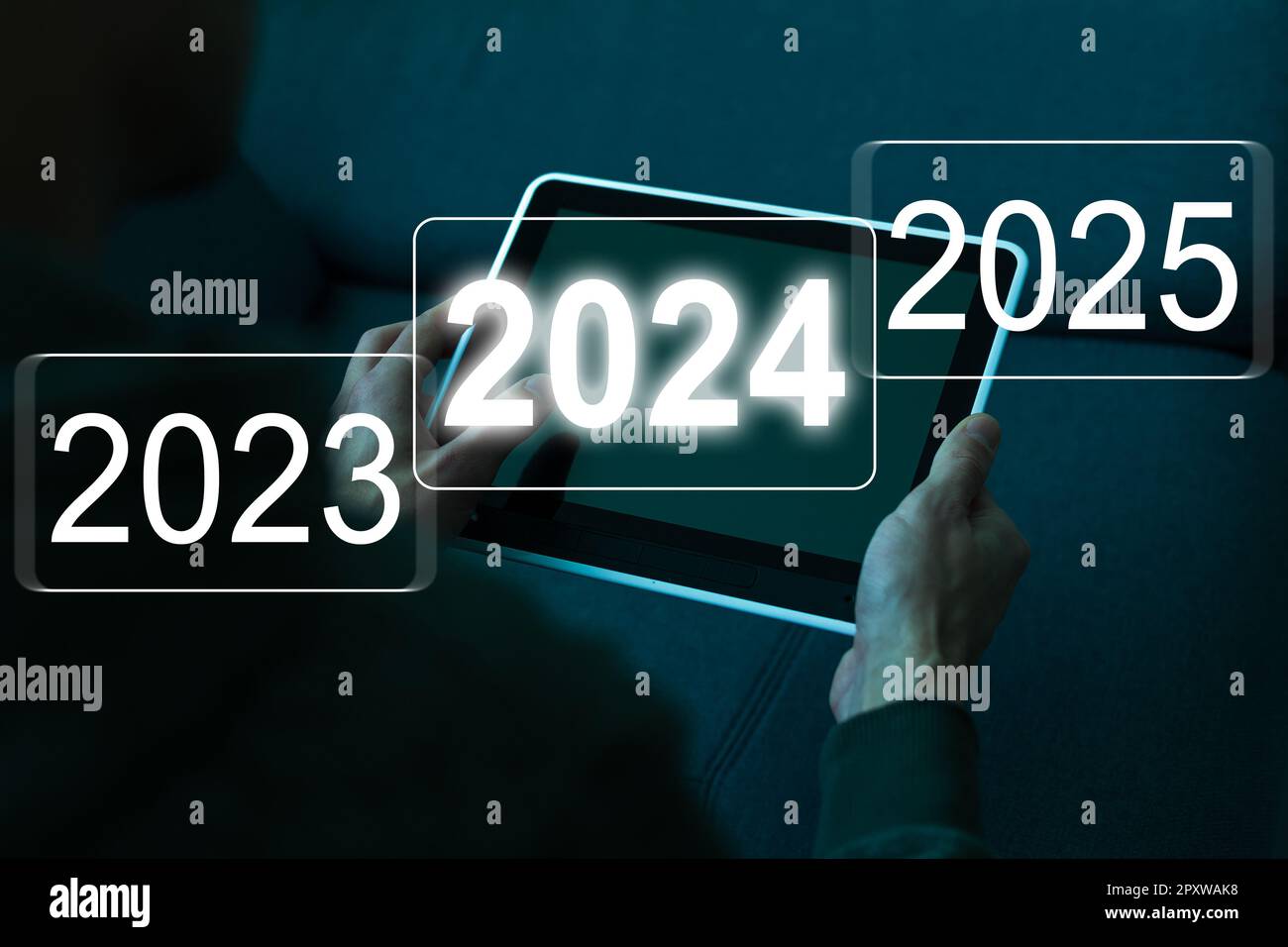 New year number 2023, 2024, 2025 on stepping Stock Photo - Alamy