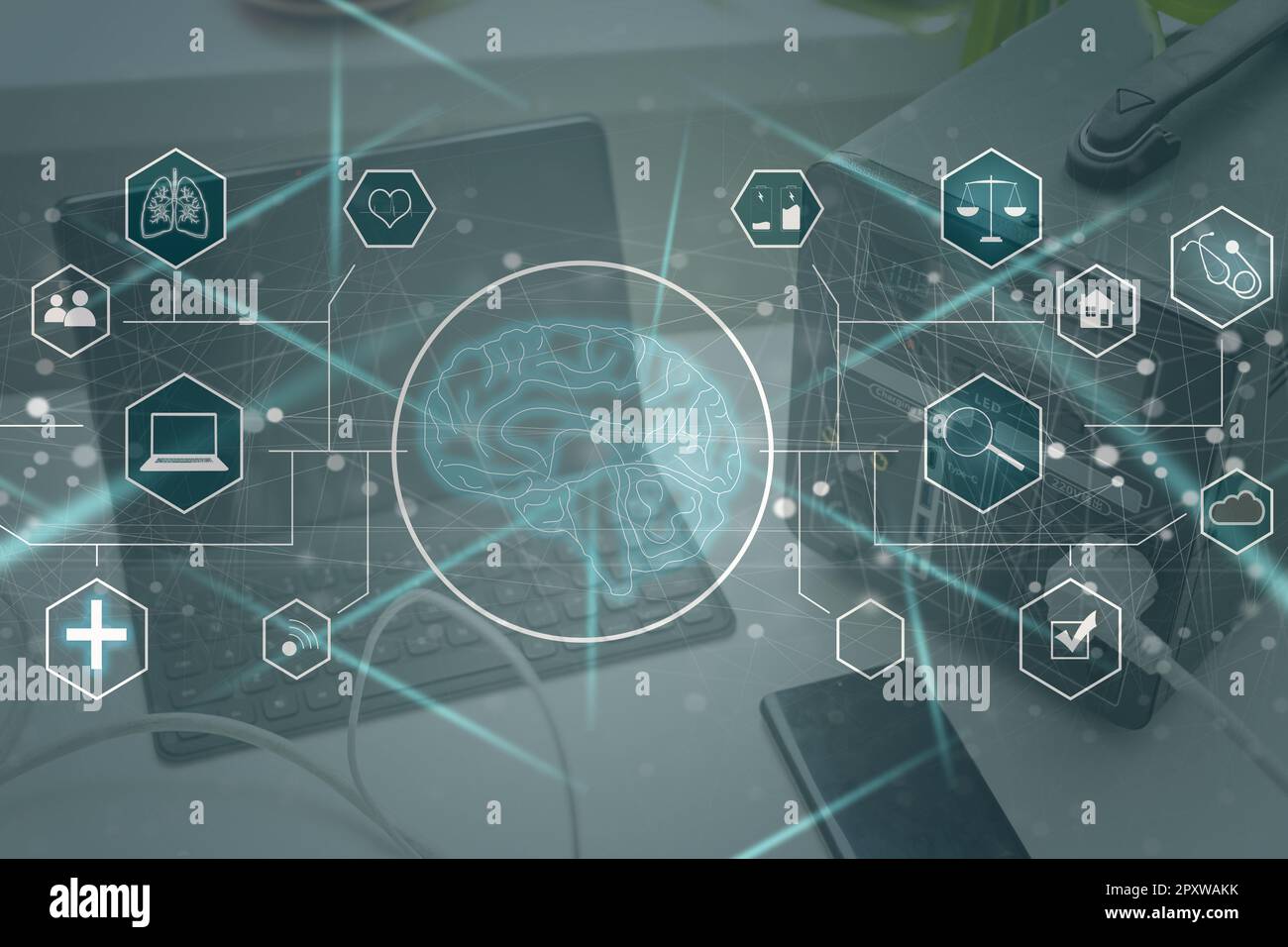 Human and technology concept. AI (Artificial Intelligence ...