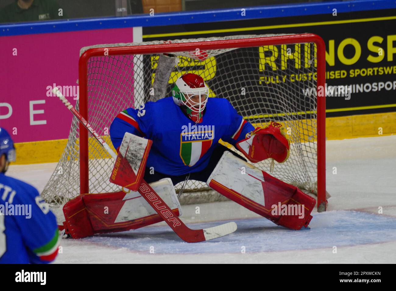 Nottingham, 29 April 2023. Justin Fazio playing in goal for Italy ...