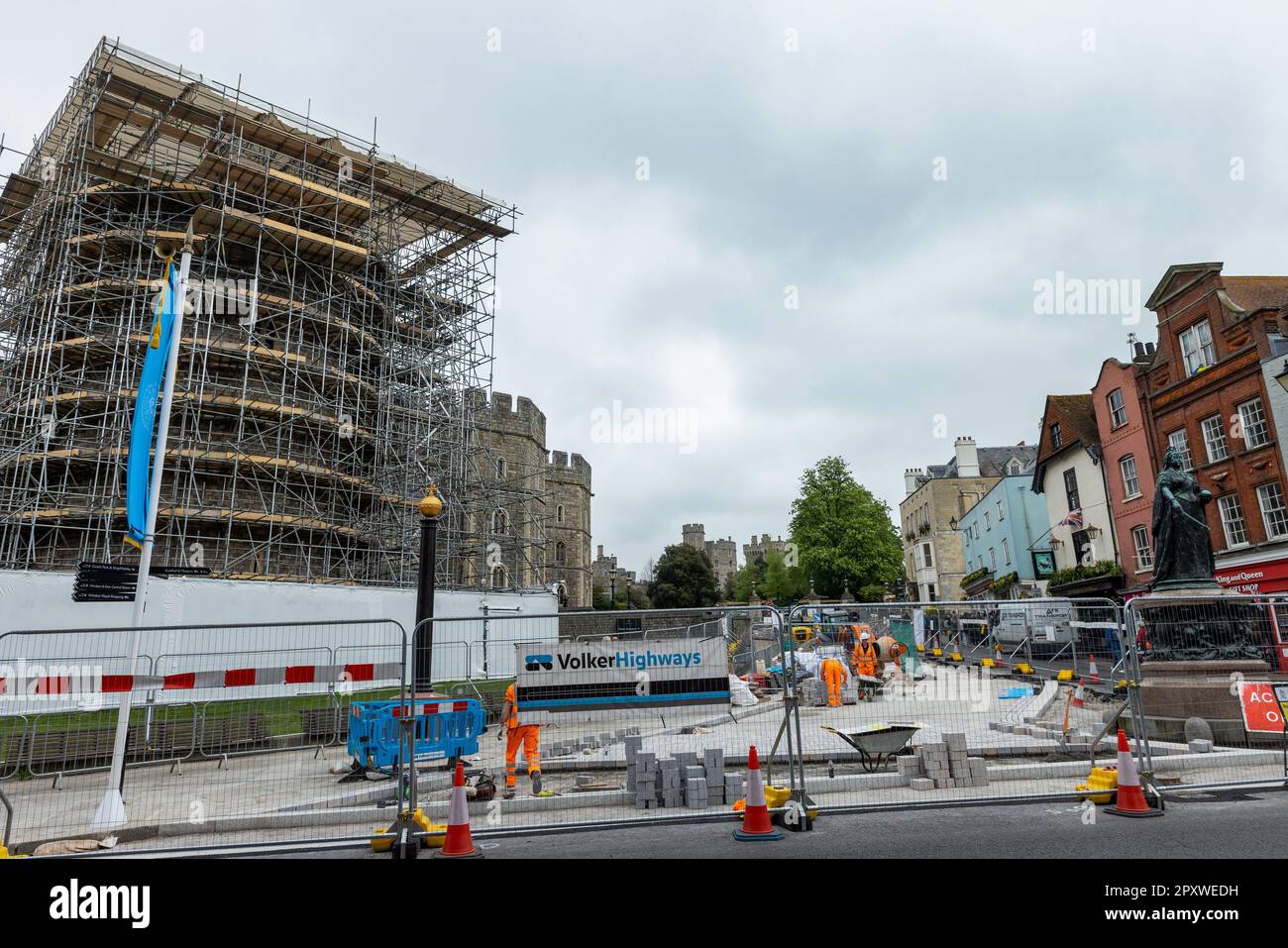 Windsor, UK. 2nd May, 2023. Ongoing public realm improvements are ...