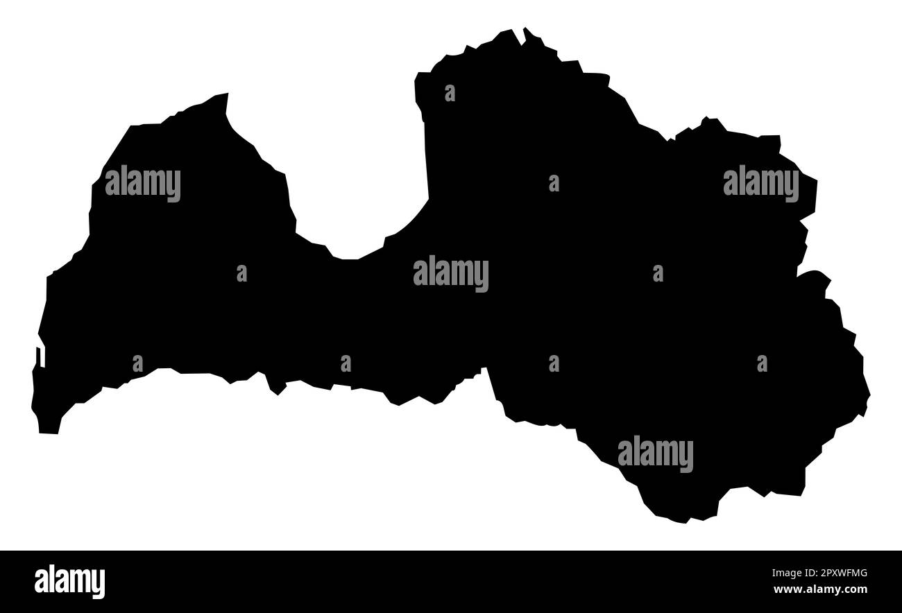 Outline silhouette map of Latvia over a white background Stock Photo ...