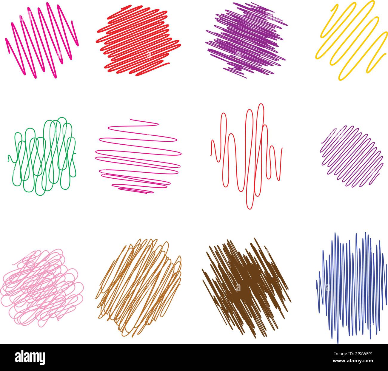 Hand drawn scribble doodle sketch element pencil art design outline stroke illustration Stock ...