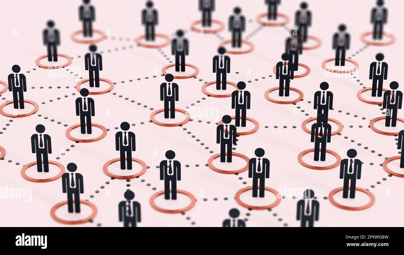 Human network concept with business people connected to each other. 3D ...