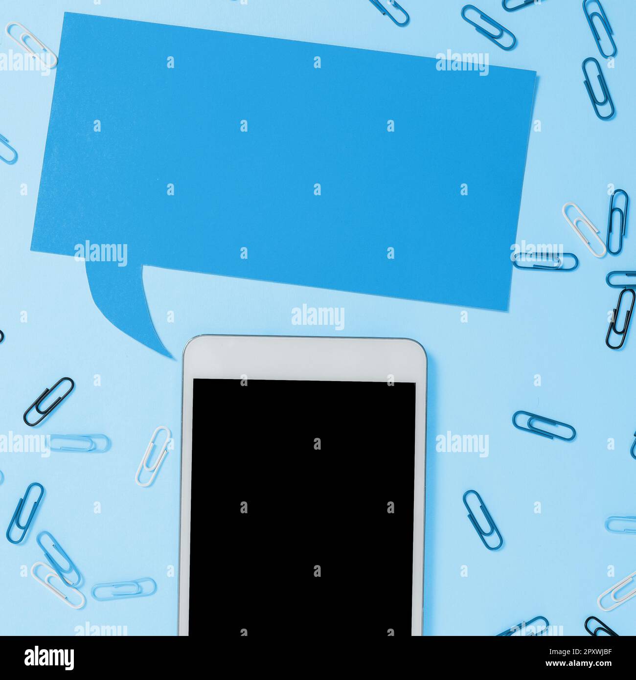 Important Message Presented On Phone On Desk With paperclips, Paper ...