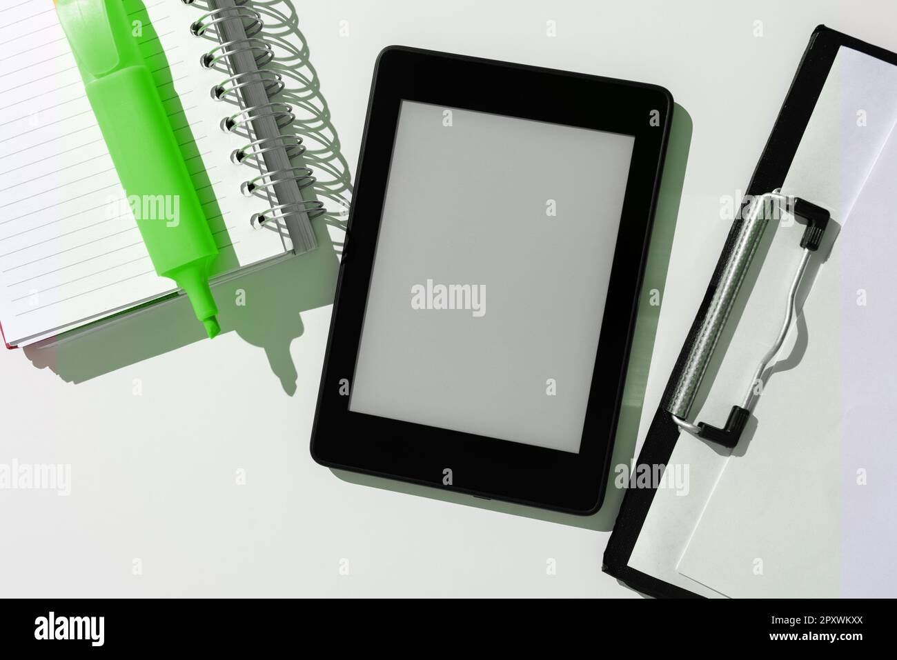 Tablet Screen With Important Ideas On It And Note Sticked On Desk With ...