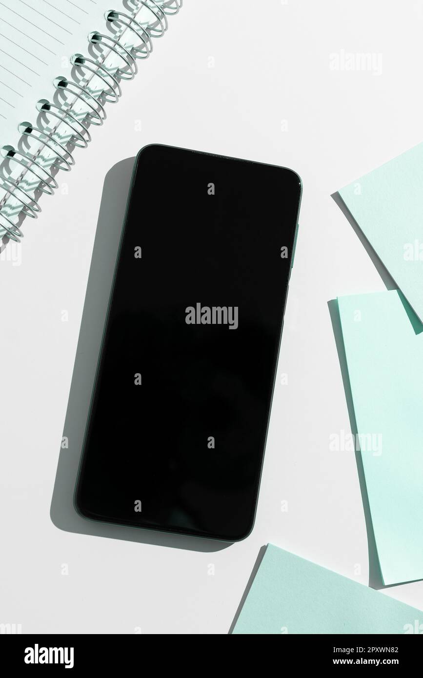 Mobile Phone Screen With Important Ideas On It And Note Sticked Stock ...