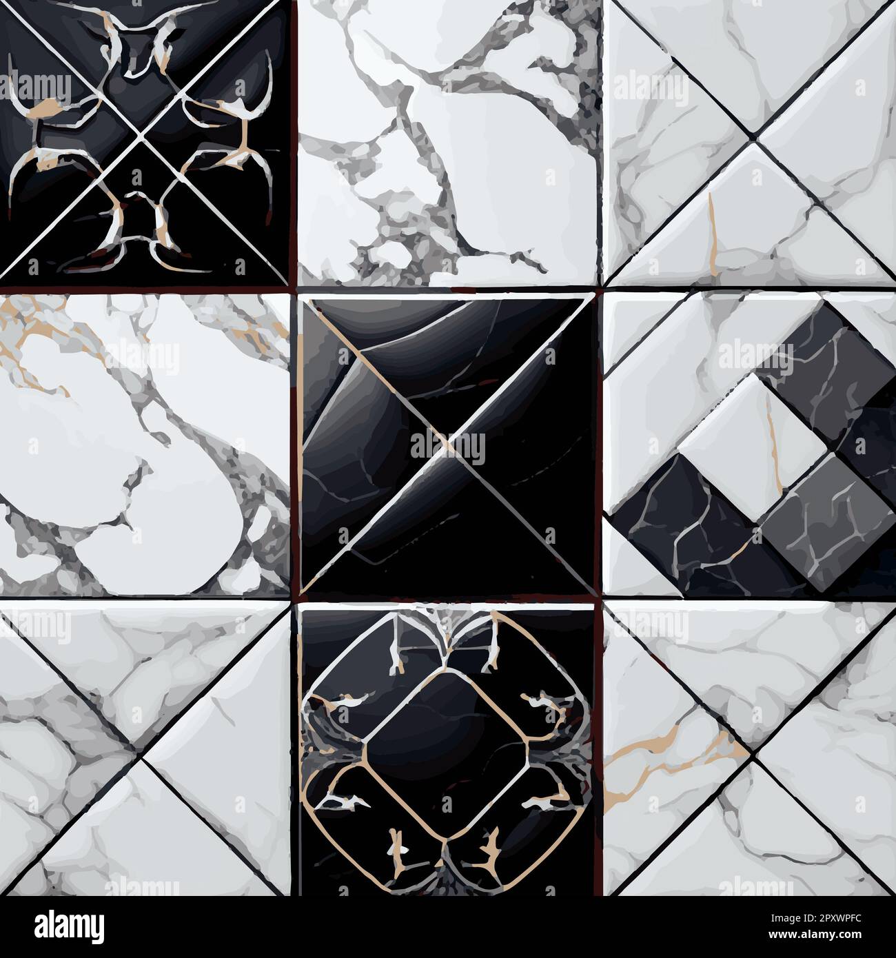 Set 9pcs light and dark marble tile texture, background template ...