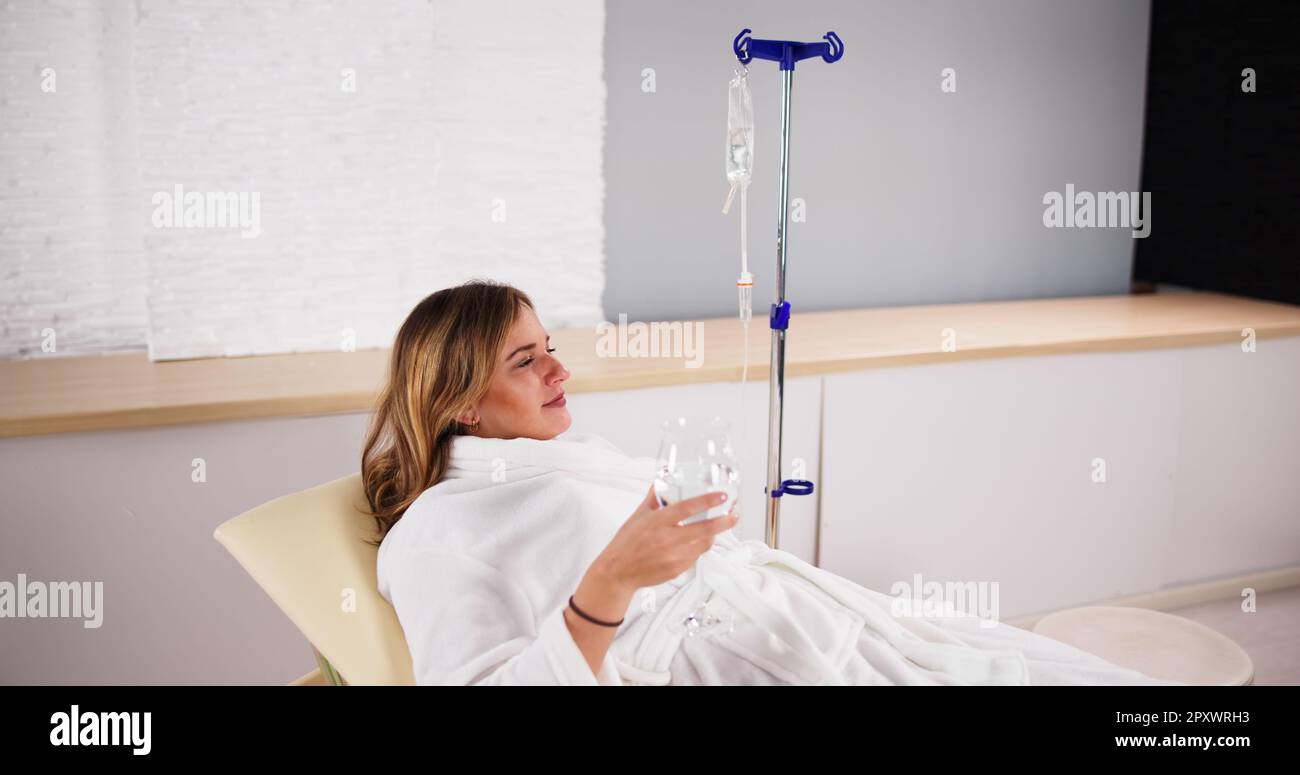 Vitamin Therapy Iv Drip Infusion In Women Blood Stock Photo - Alamy