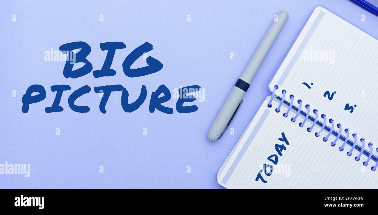 Sign displaying Big Picture, Word for most important facts about ...