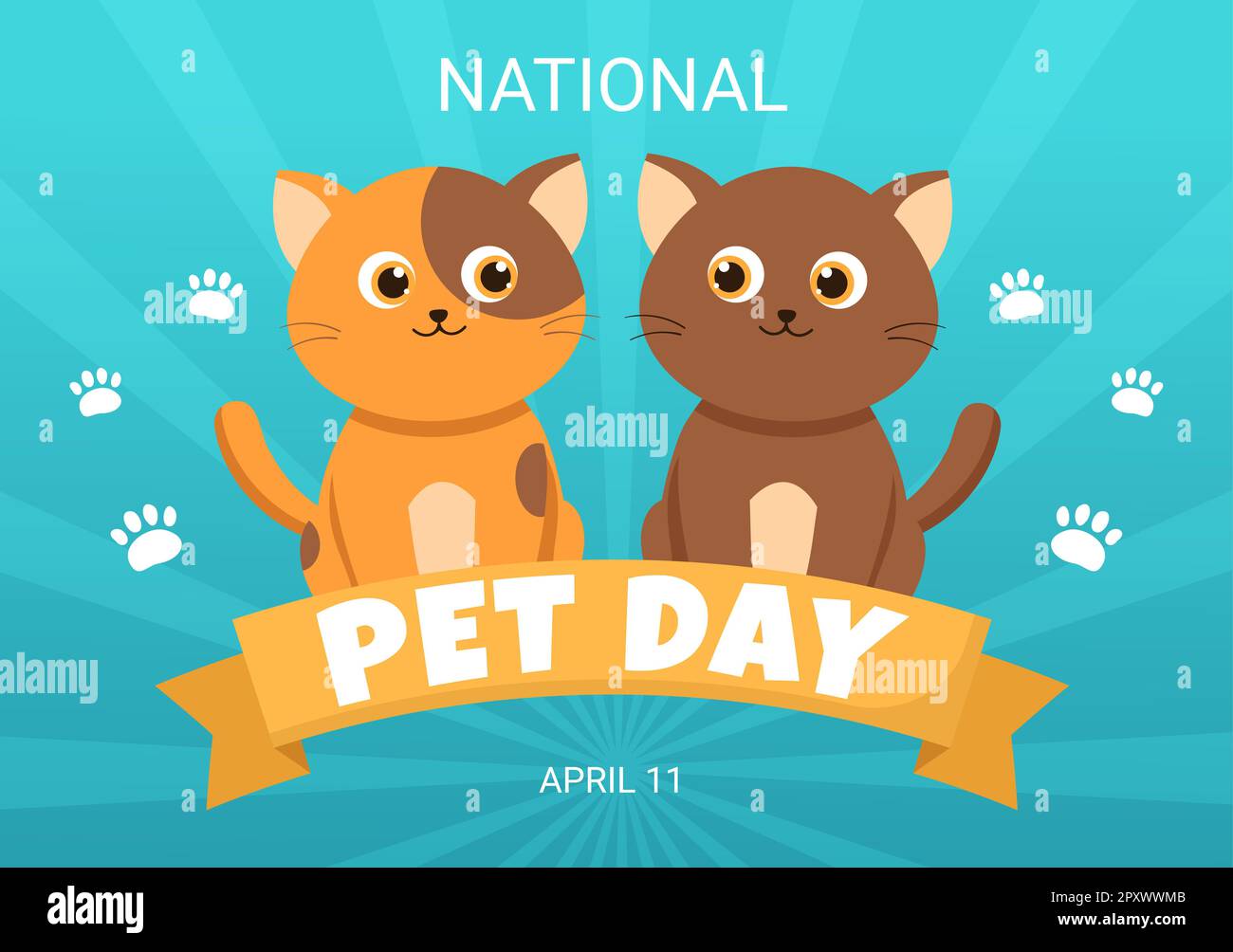 National Pet Day on April 11 Illustration with Cute Pets of Cats and ...