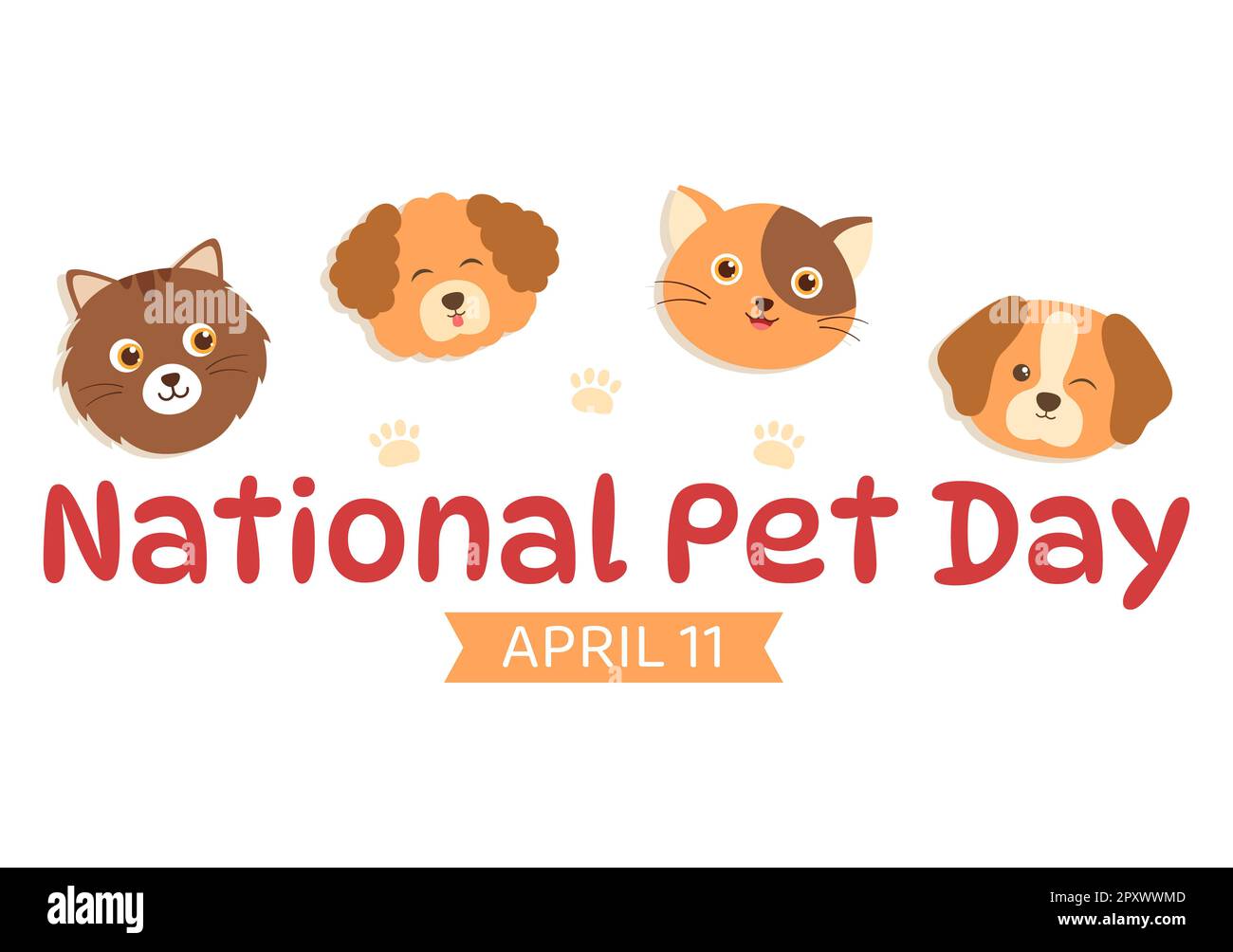 National Pet Day on April 11 Illustration with Cute Pets of Cats and ...
