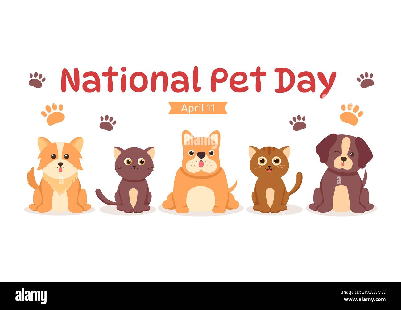 National Pet Day on April 11 Illustration with Cute Pets of Cats and ...