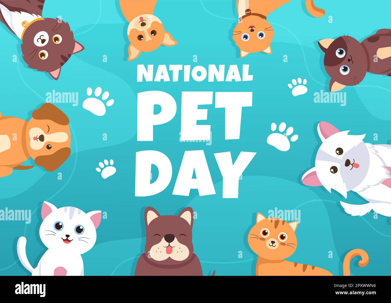 National Pet Day on April 11 Illustration with Cute Pets of Cats and ...