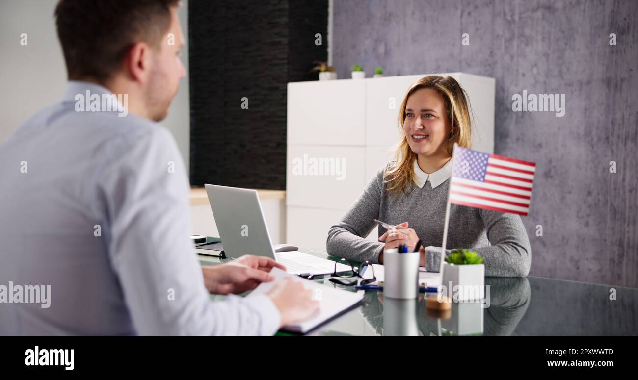 US Immigration Application And Consular Visa Interview Stock Photo - Alamy