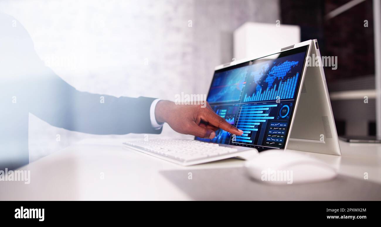 Data Analyst Using Data Analytics KPI Dashboard Stock Photo - Alamy