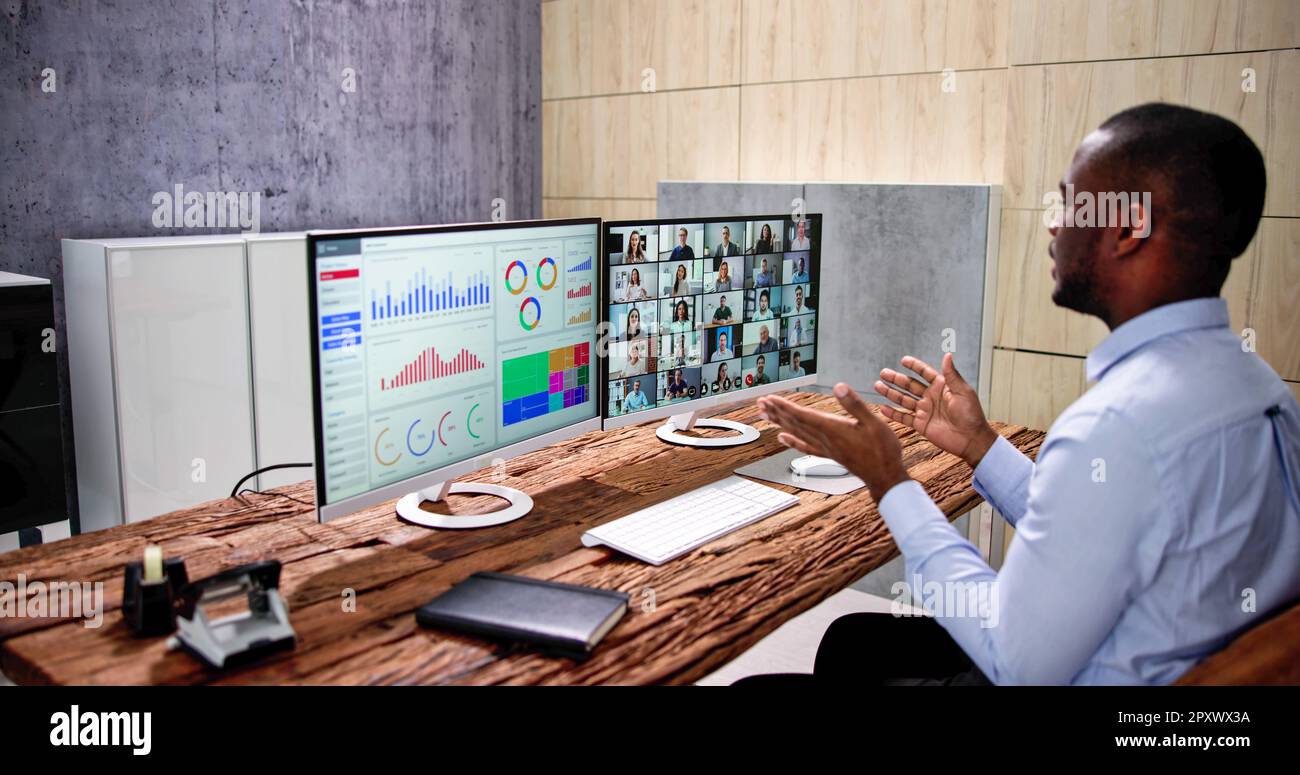 Virtual Online Webinar Meeting Presentation. Watching Conference Banner ...