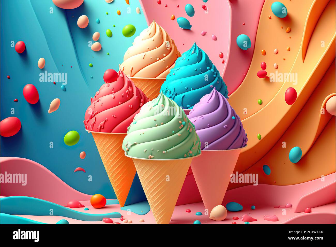 Colorful ice cream background Stock Photo - Alamy
