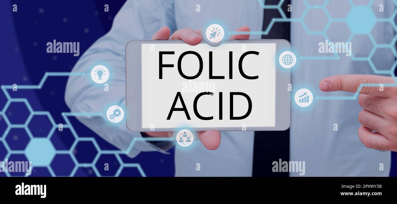 Writing displaying text Folic Acid, Word Written on Vitamin required ...