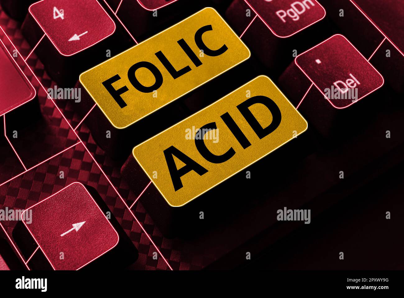 Text caption presenting Folic Acid, Business approach Vitamin required ...