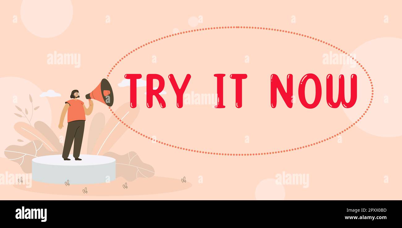 Conceptual display Try It Now, Word for Free trial of something new ...