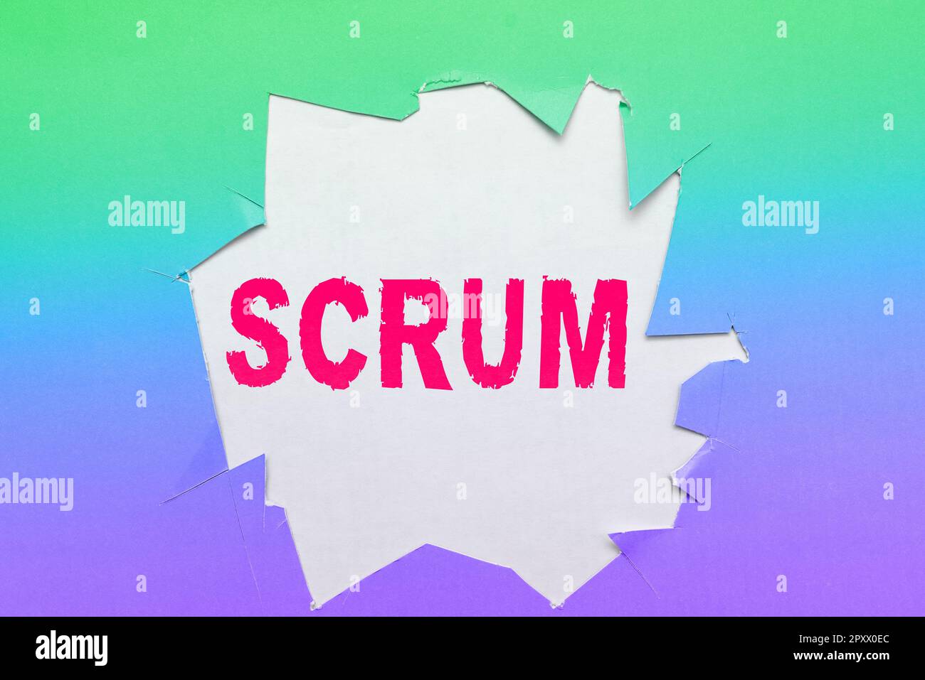 Sign displaying Scrum, Business overview handwriting as distinct from ...