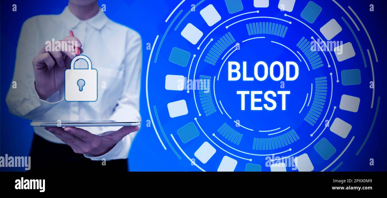 Writing displaying text Blood Test, Concept meaning Extracted blood ...